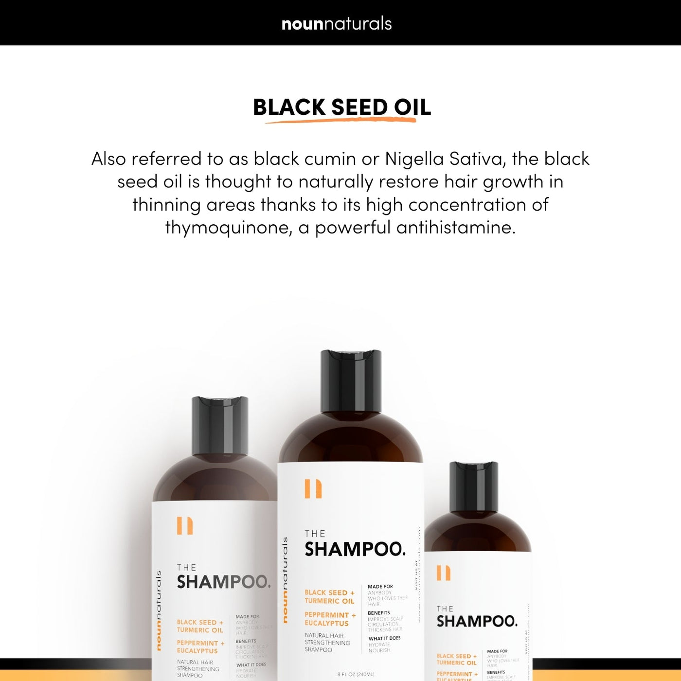 Noun Naturals - Turmeric + Organic Black Seed Shampoo for Hair